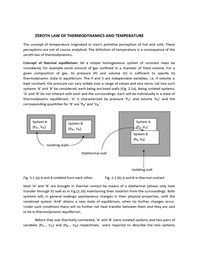 Physics SEM III CC6 ZEROTH LAW | PDF | Temperature | Thermometer