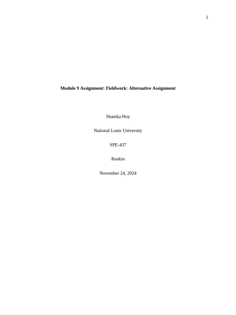 SPE-437!0!90944.202490-Module 9 Assignment Fieldwork | PDF | Learning | Reading Comprehension