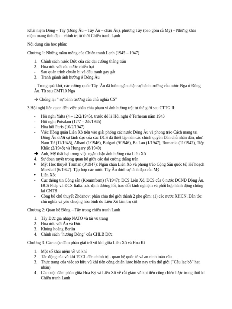 QHQT Châu Âu sau CTTG II đến nay | PDF