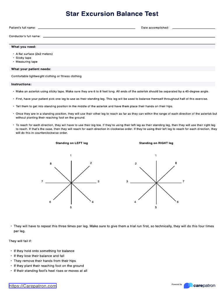 Star Excursion Balance Test Guide | PDF | Anatomical Terms Of Location ...