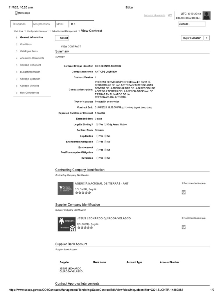 Pantallazo Secop Jesus Quiroga | PDF