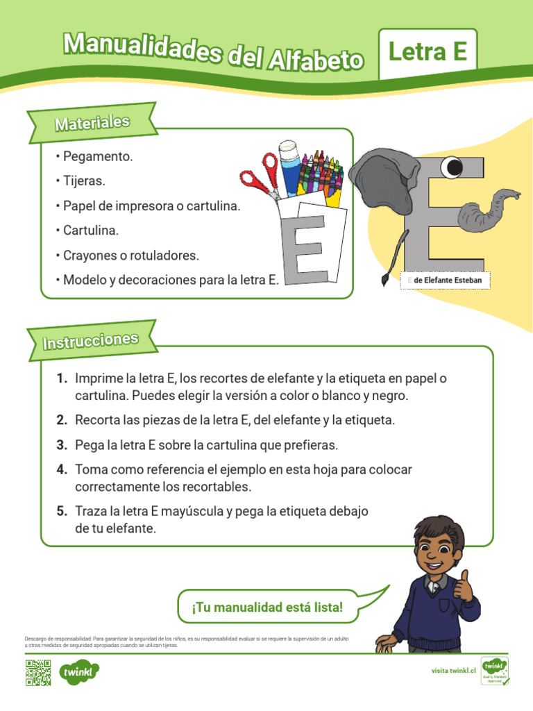 Manualidad de la Letra E para Niños | PDF