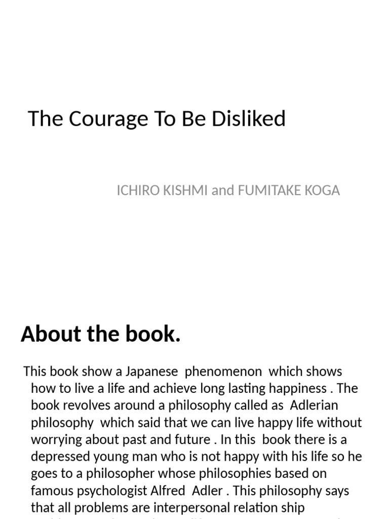 The Courage to Be Disliked Overview | PDF | Psychology | Behavioural ...