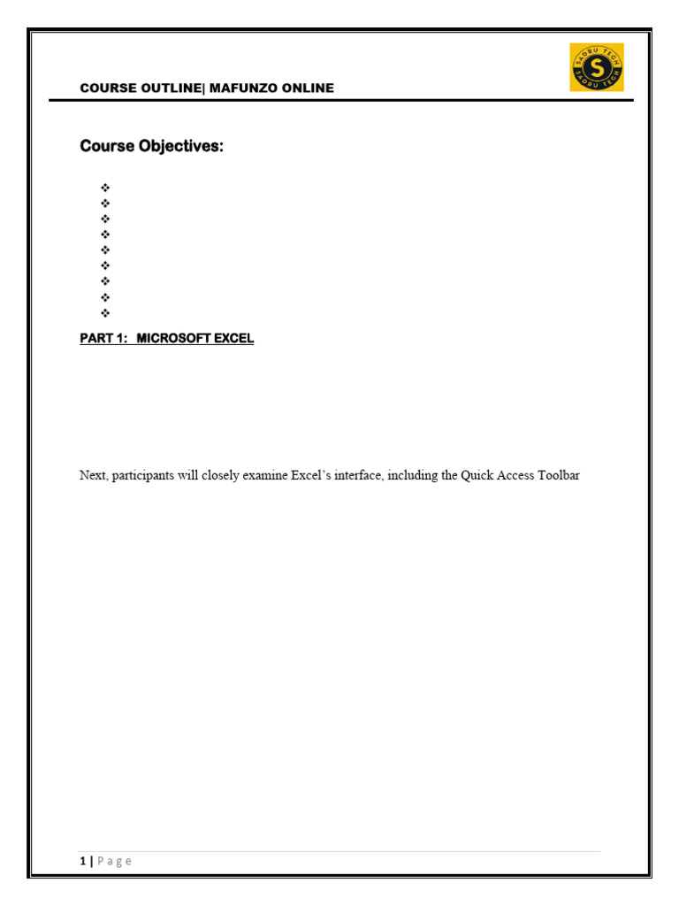 Excel and Word Workshop Outline | PDF | Microsoft Excel | Microsoft Word