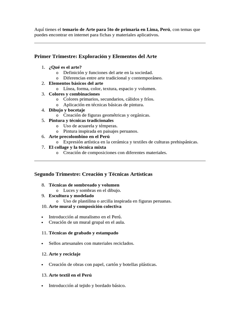 Arte 5to Prim | PDF