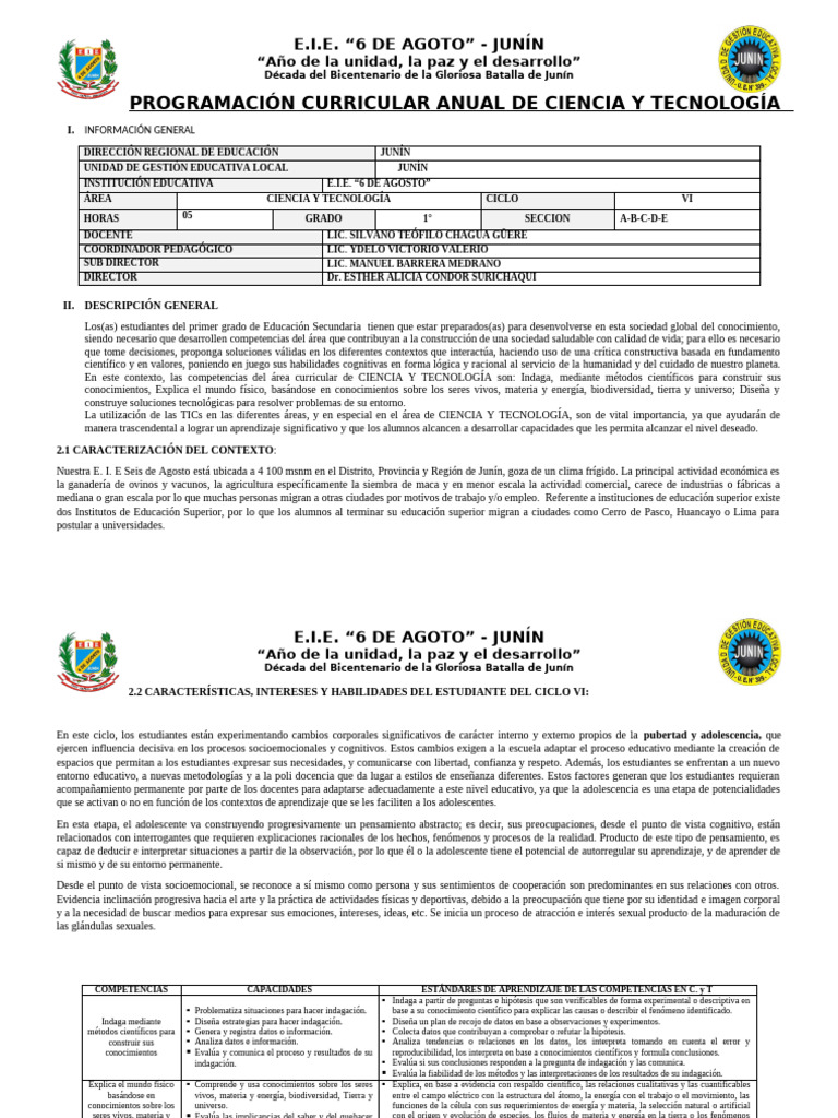 Programacion Anual CTA 2023 | PDF | Enseñando | Aprendizaje