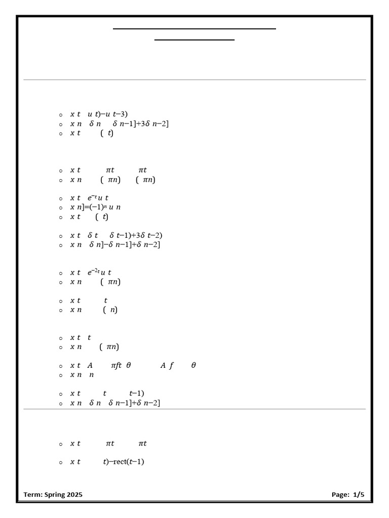 Sheet_1_Signals_Lathi_Oppenhim_v3_Problems | PDF | Applied Mathematics | Signal Processing