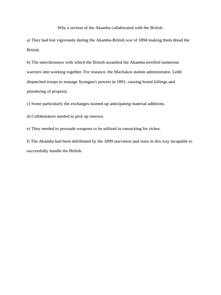Why a Section of the Akamba Collaborated With the British | PDF