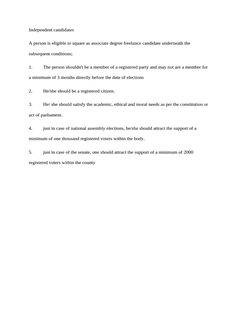 Criteria for Independent Candidates | PDF