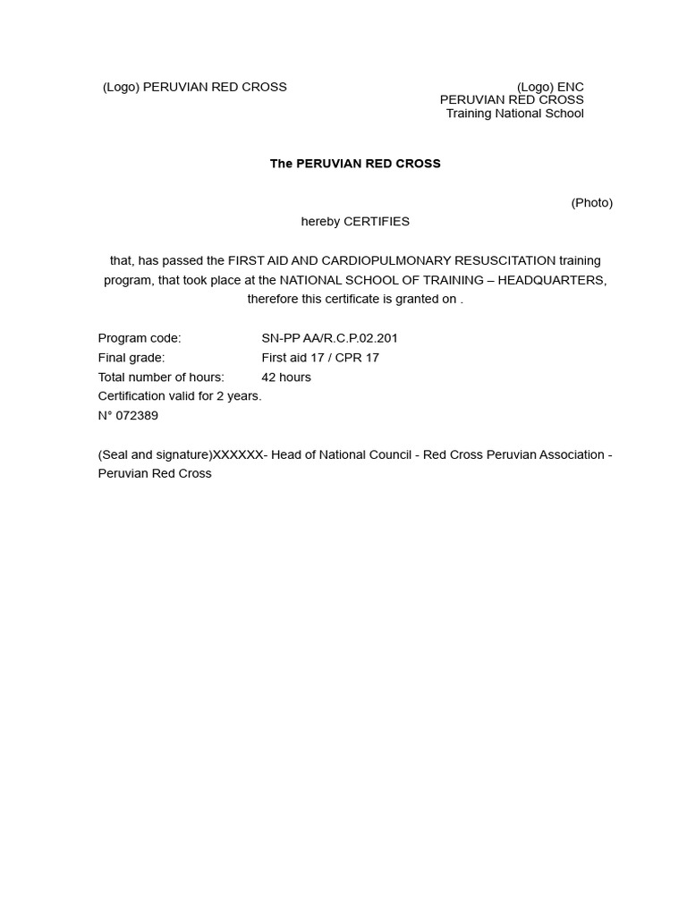 DIPLOMA CRUZ ROJA | PDF