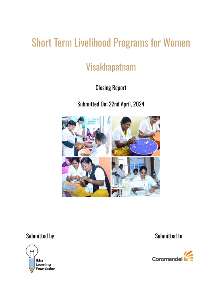 Activity Report_Short Term Livelihood Prog at Vizag | PDF ...