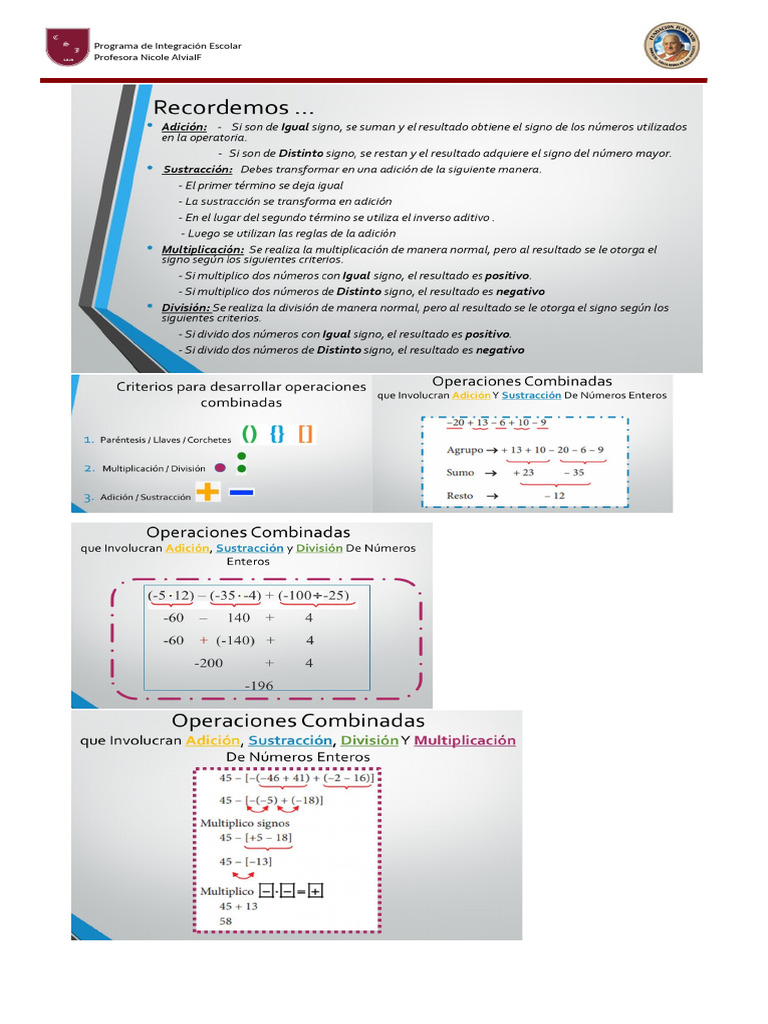 Guía de Matemática Operatoria en Q Primero Medio 1 PDF | PDF