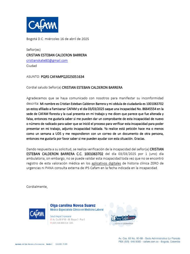 CRISTIAN ESTEBAN CALDERON BARRERA C.C. 1001063702 | PDF