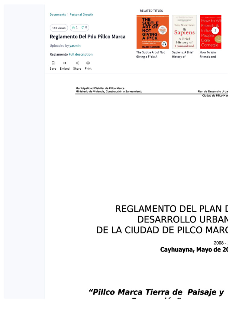 PDF Reglamento Del Pdu Pillco Marca - Compress | PDF | Administración Pública | Datos ...