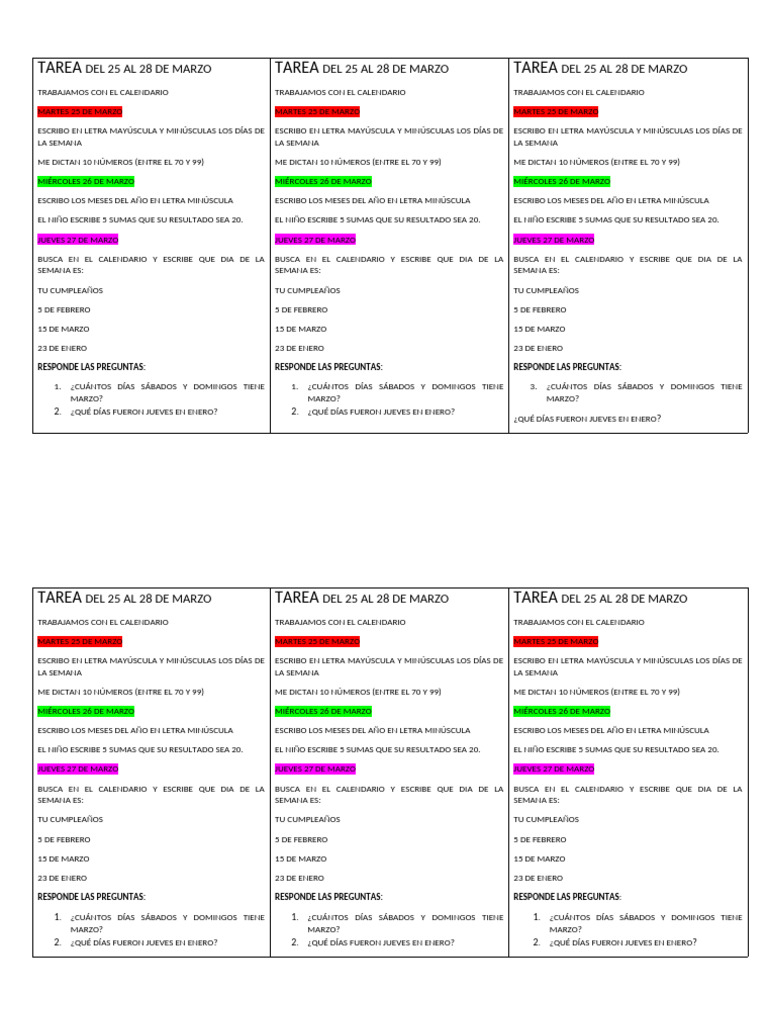 Tarea 2 | PDF | Calendario | Caso de carta