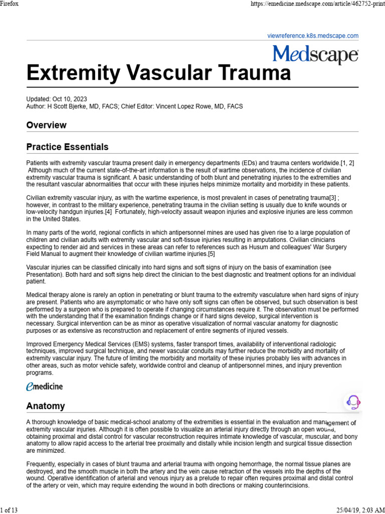 A-MEDSCAPE-Extremity Vascular Trauma 2023 | PDF | Vein | Amputation