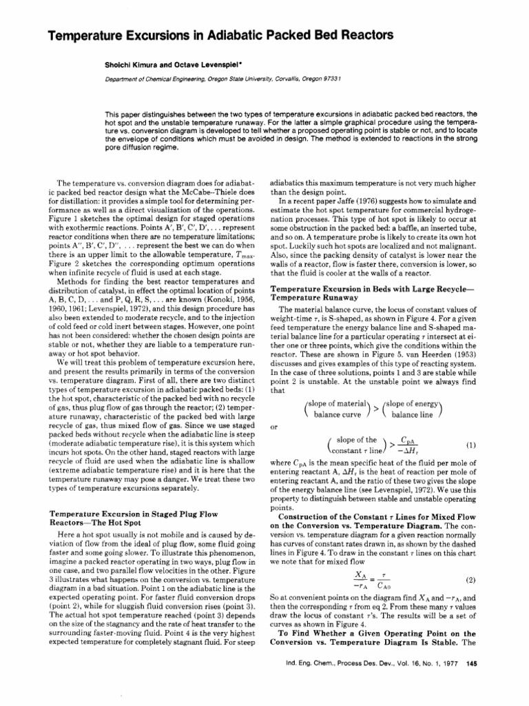 Temperature Excursions in Packed Bed Reactors | PDF | Chemical Reactor ...