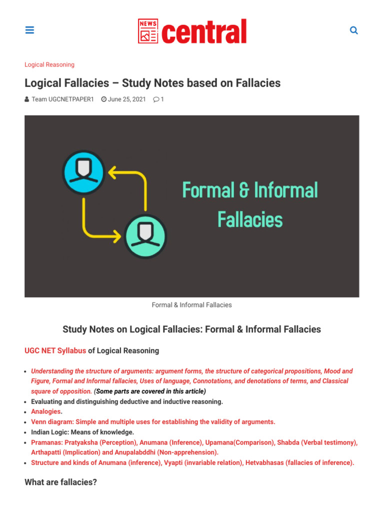 UGC NET Study Notes on Fallacies | PDF | Fallacy | Logic