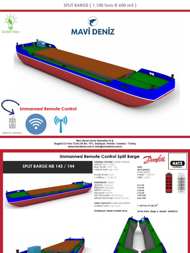 Unmanned Remote Control Split Barge | PDF | Freight Transport | Shipping