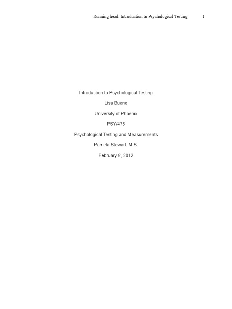 Introduction To Psychological Testing WK 1 | PDF | Psychological ...