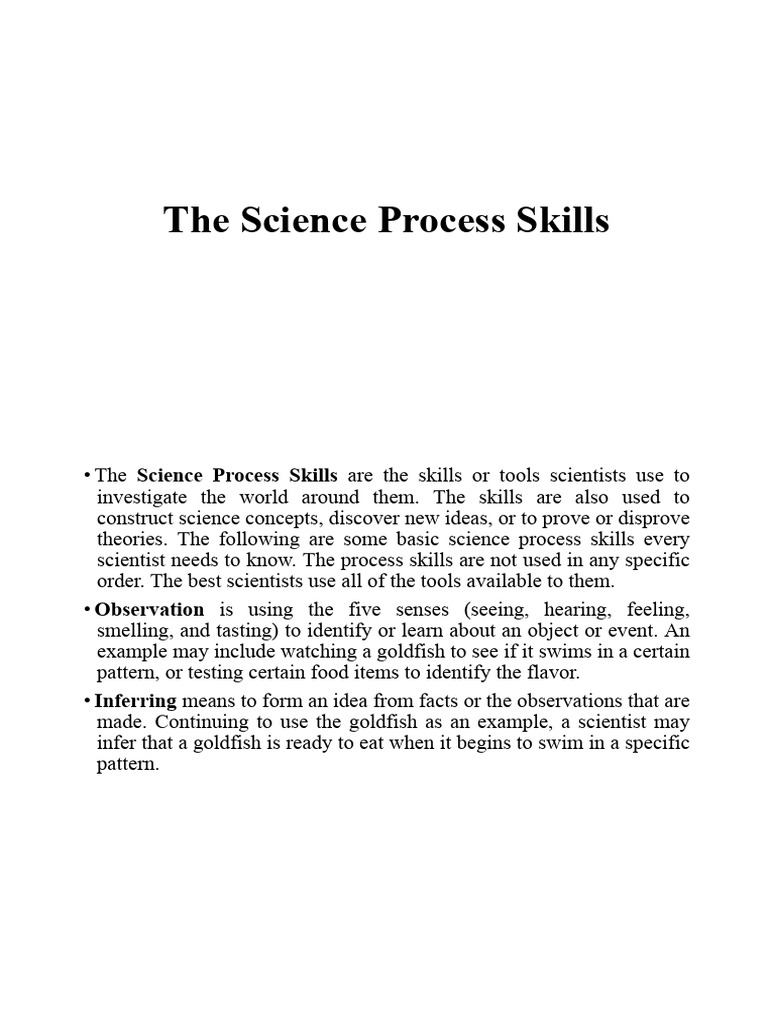 Essential Science Process Skills Explained | PDF | Experiment | Hypothesis