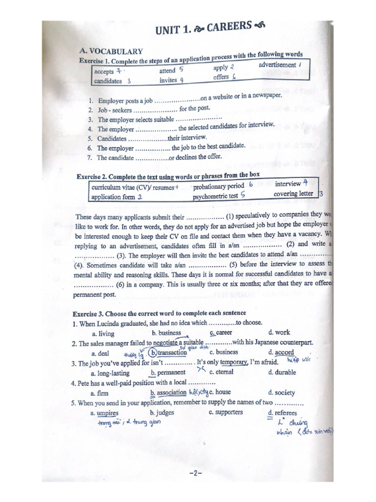 Unit 1 Careers | PDF