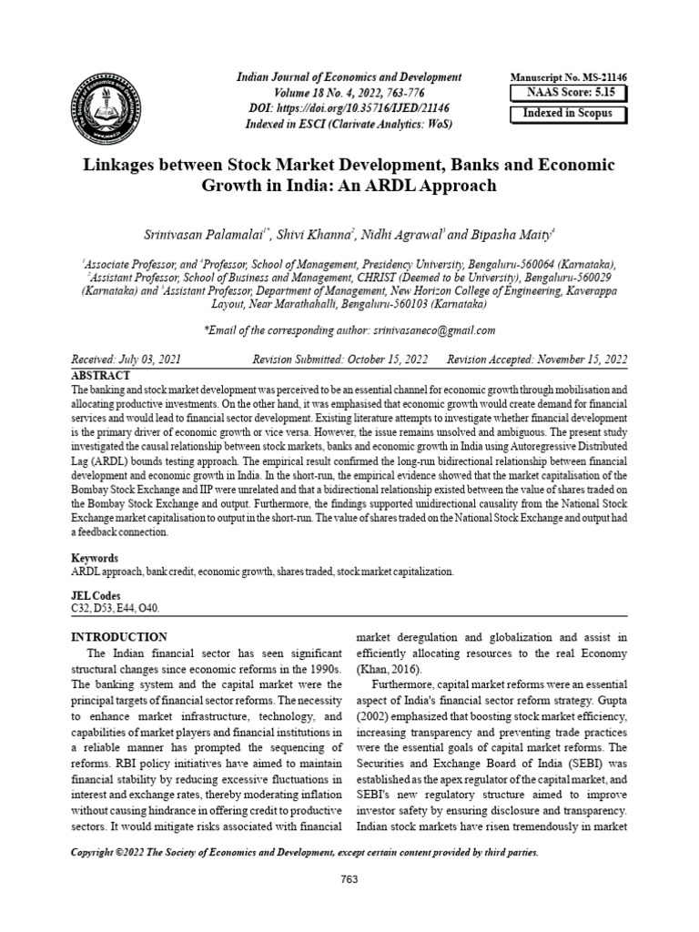 Linkages between Stock Market Development, Banks and Economic Growth in ...