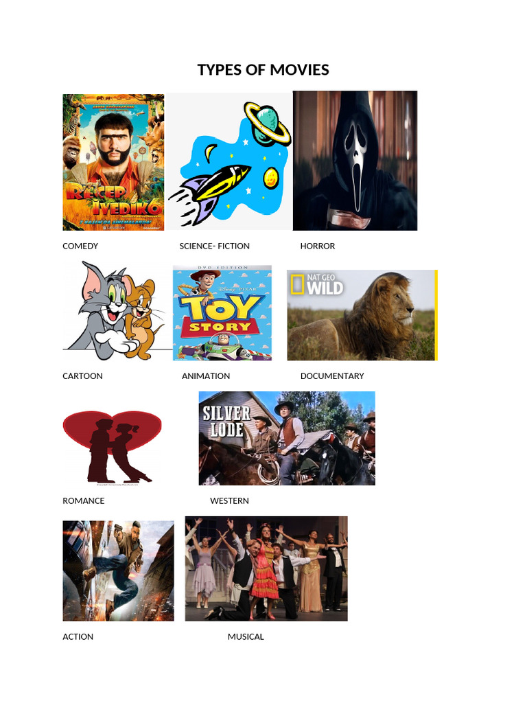 1 TYPES OF MOVIES PICTURE CUT AND PASTE | PDF