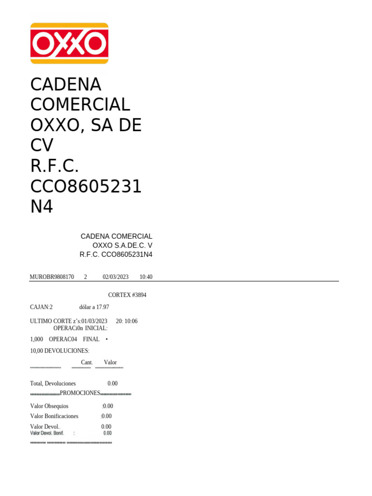 Balance Del Oxxo | PDF
