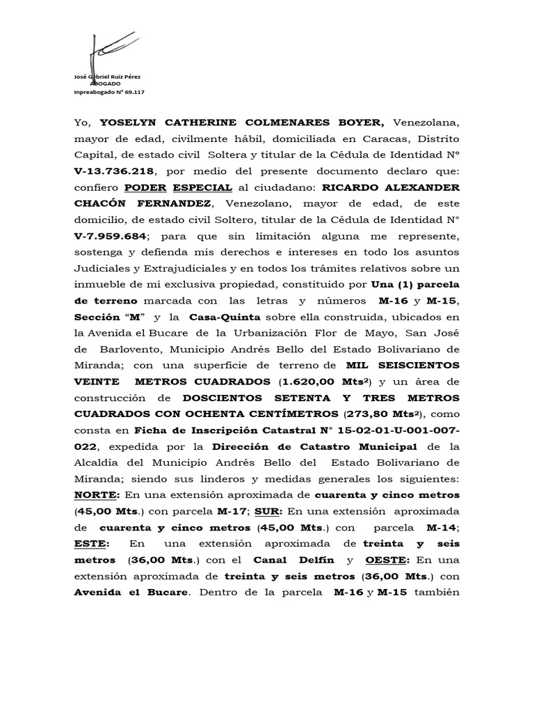 004 Poder Especial Yoselyn A Ricardo. | PDF | Condominio