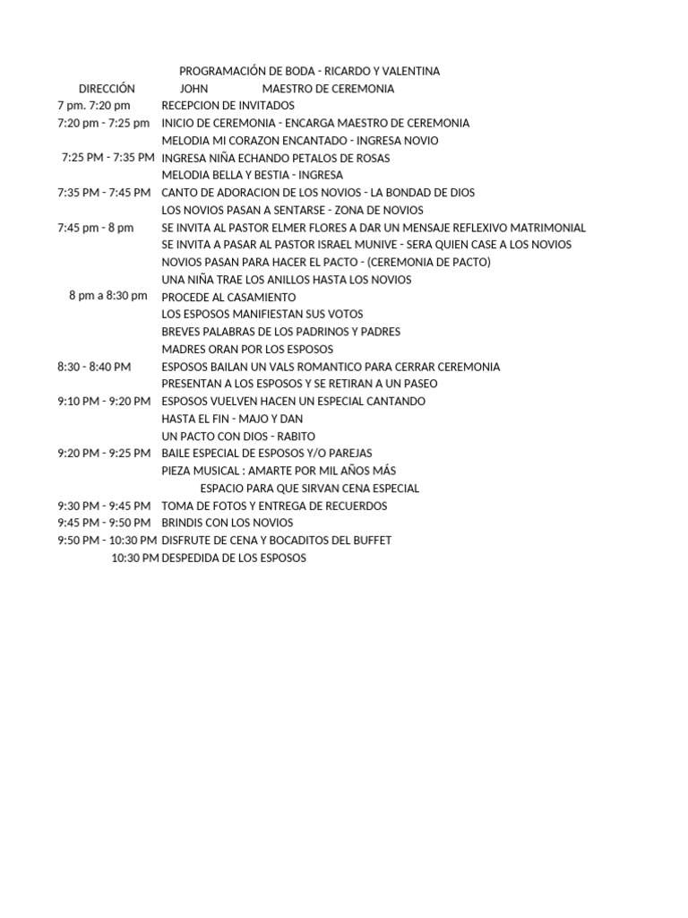 Programación Boda | PDF