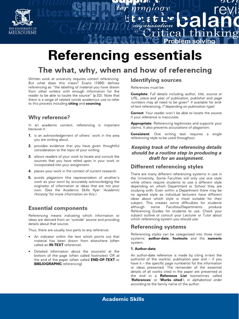 Referencing_essentials_Update_051112 | PDF | Note (Typography) | Citation