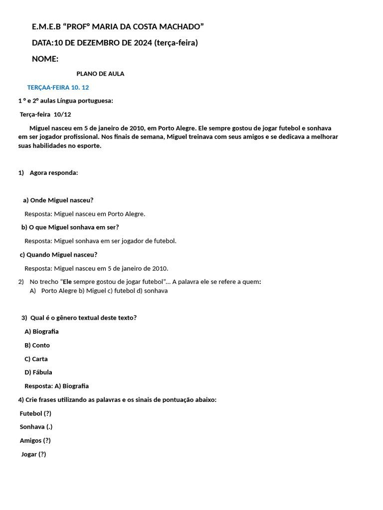 3 PLANO DE AULA SEGUNDO ANO 2024 Ok I | PDF