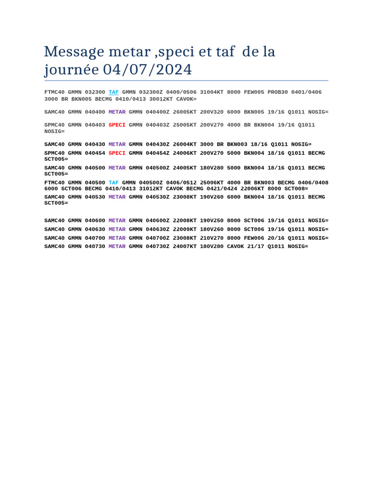 Message Metar | PDF