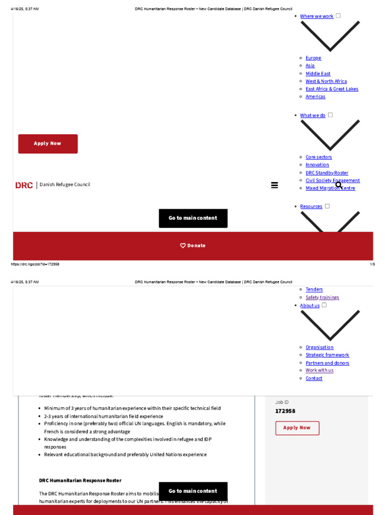 DRC Humanitarian Response Roster Update | PDF | Refugee | Non ...