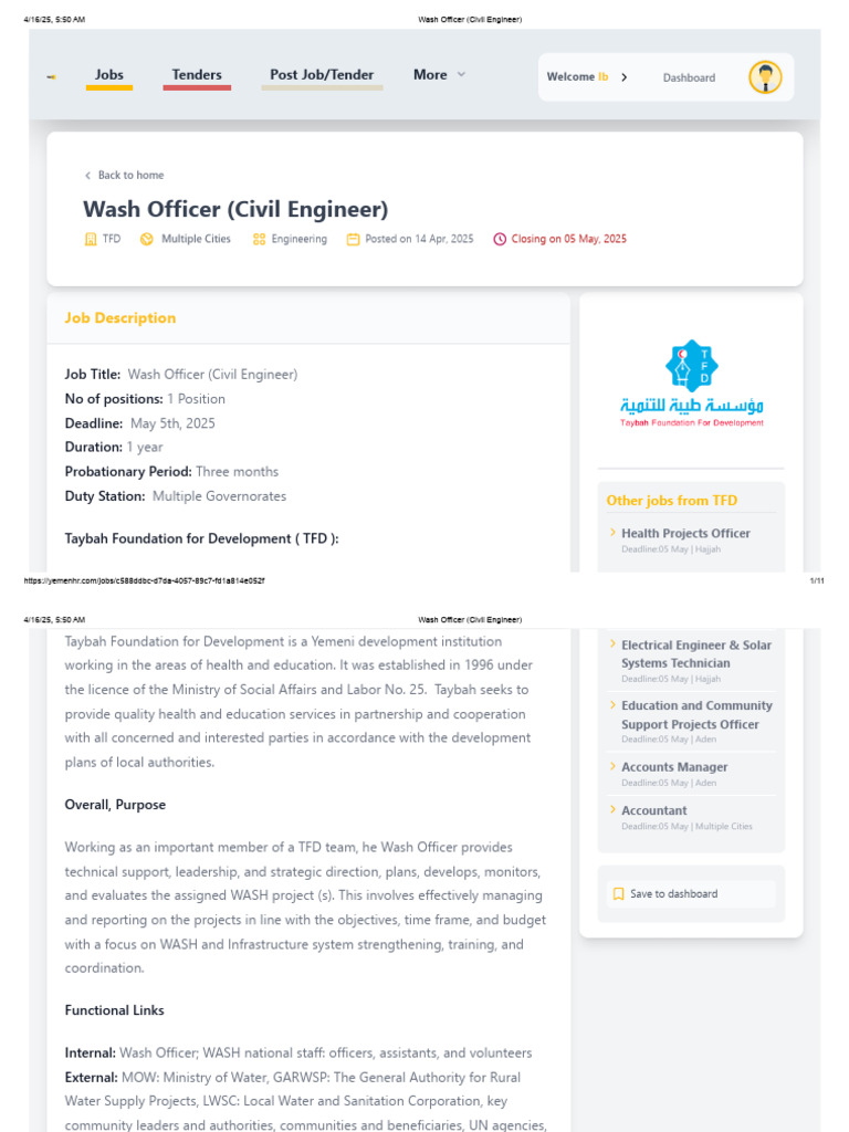 Wash Officer (Civil Engineer) | PDF | Wash | Leadership