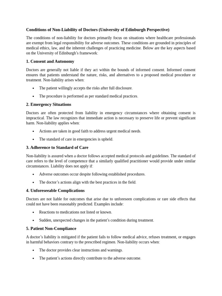 Conditions of Non-Liability of Doctors | PDF | Paramedic | Informed Consent