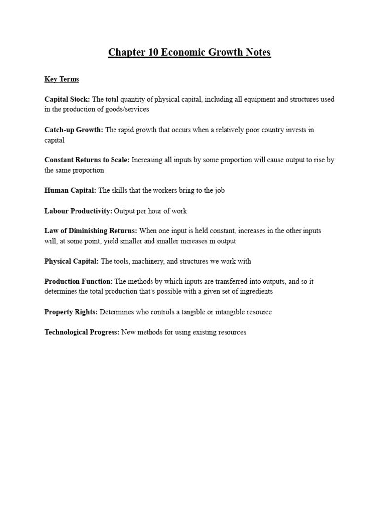 Chapter 10: Economic Growth Notes | PDF