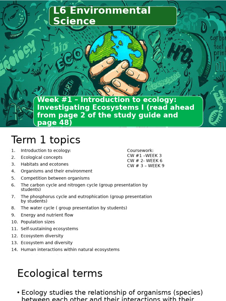 l6 Env SC Week 1 Notes and Activity | PDF | Ecosystem | Ecology