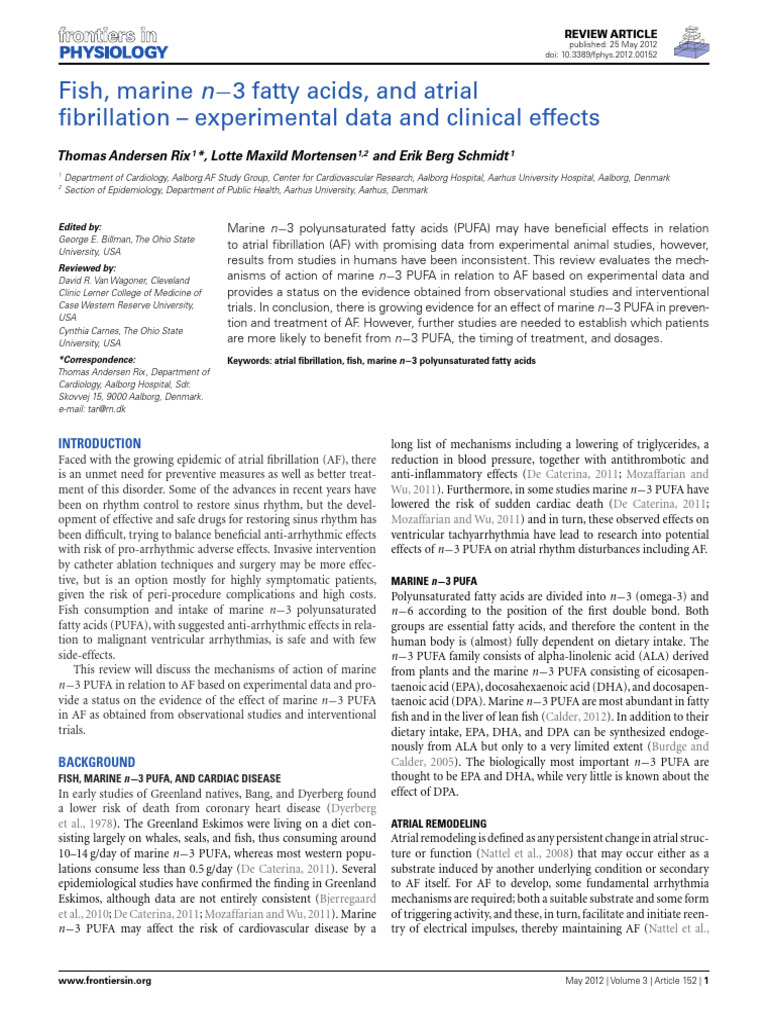 atrial fibrillation, fish, marine n−3 polyunsaturated fatty acids | PDF ...