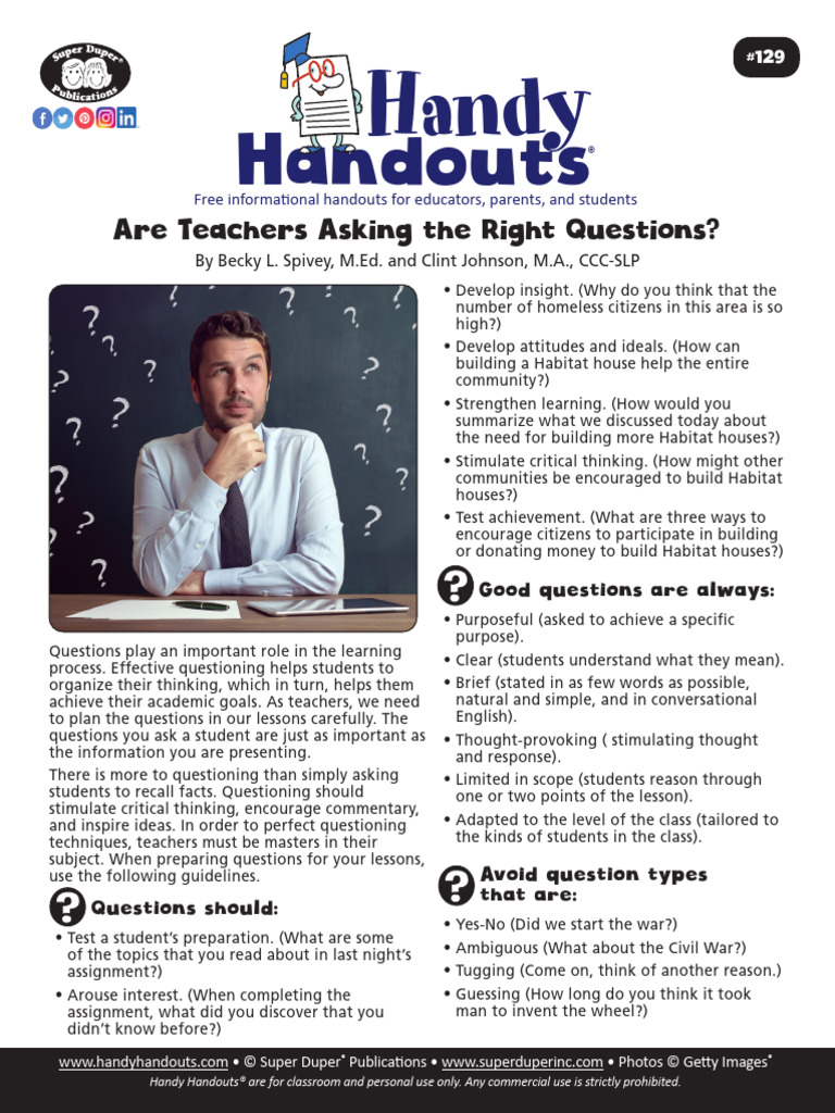 Are Teachers Asking The Right Questions? | PDF | Learning | Teachers