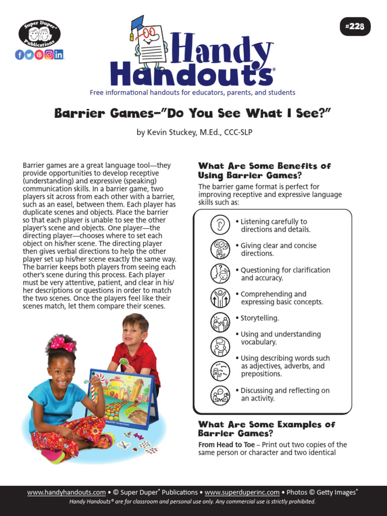 Barrier Games-"Do You See What I See?" | PDF | Linguistics | Human ...