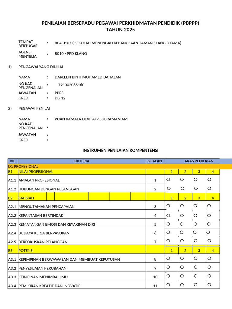 Borang pbppp kendiri DARLEEN | PDF