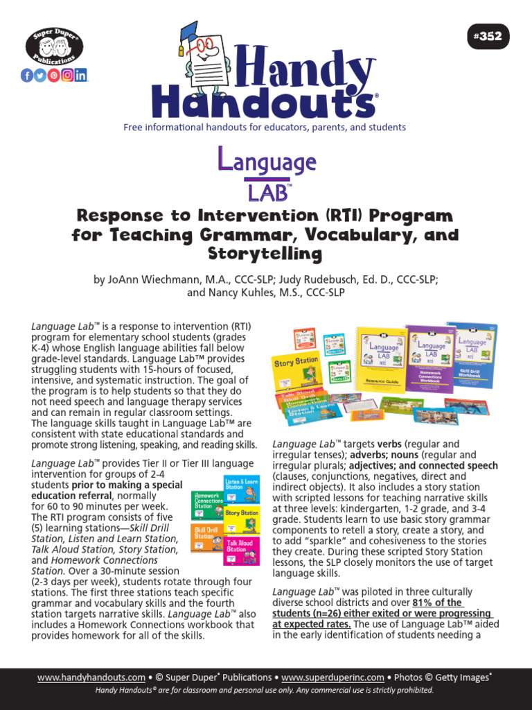 Language Lab: Response To Intervention (RTI) Program For Teaching ...