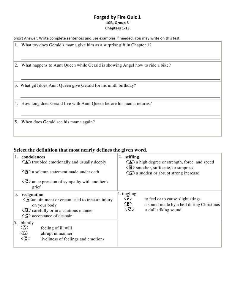 Forged by Fire Q1 10B G5 | PDF | Language Arts & Discipline | Self ...