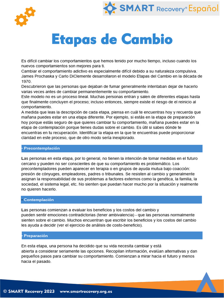 Explicacion Etapas de Cambio 1 | PDF | Comportamiento | Las emociones