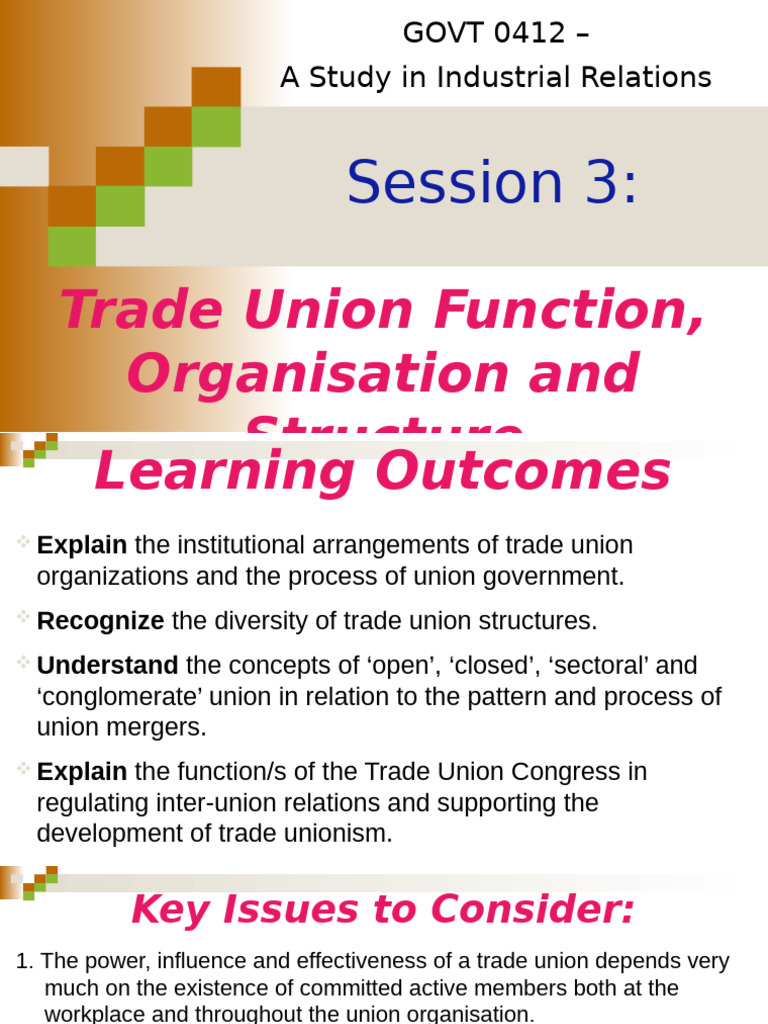 2024 - Session 3 - Trade Unions - Organisation and Structure, Workplace ...