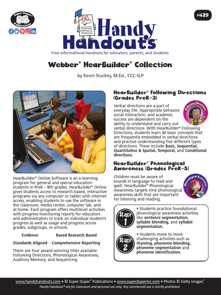 Webber HearBuilder® Collection | PDF | Reading Comprehension | Memory