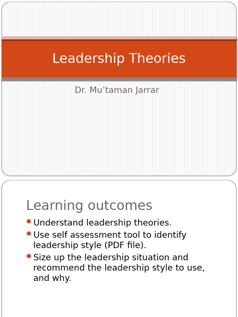Leadership Theories and Assignment 1 | PDF | Leadership | Scientific ...