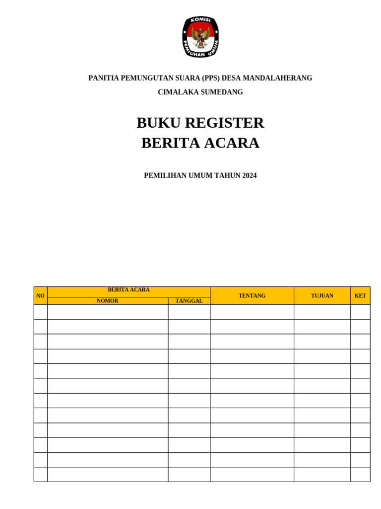 Buku Register Berita Acara | PDF